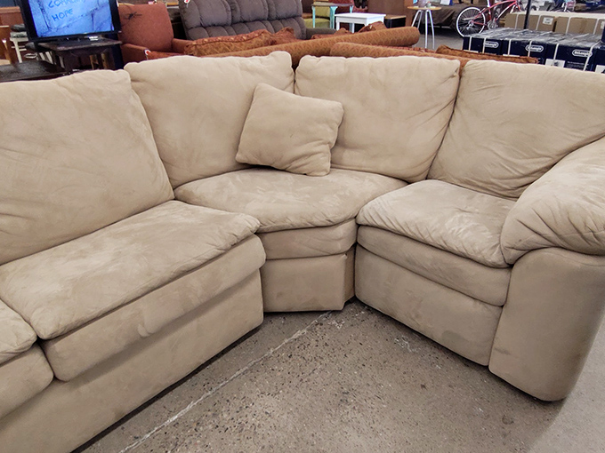 This sectional sofa has seen some stories, but with a little TLC, it's ready to cradle your family through countless movie nights.