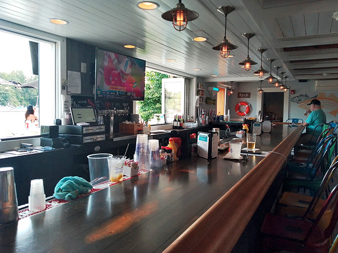 A counter where magic happens, nautical d&eacute;cor included at no extra charge.