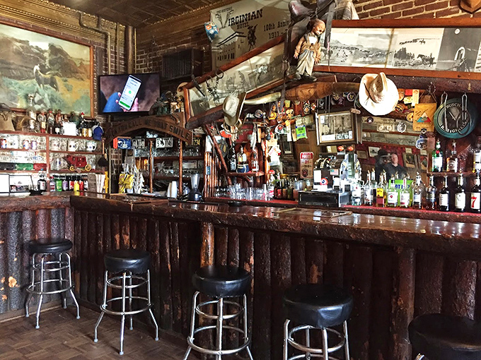 The bar where Western tales get taller with each round. Those stools have supported the weight of cowboys, ski bums, and everyone seeking liquid courage.
