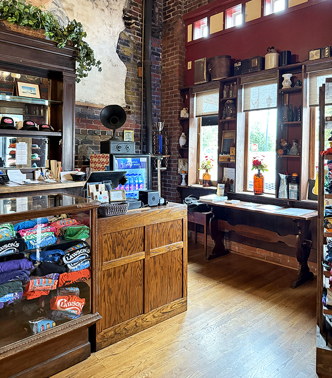 The shop area feels like stepping into a maritime general store from another era, where modern souvenirs meet vintage charm.
