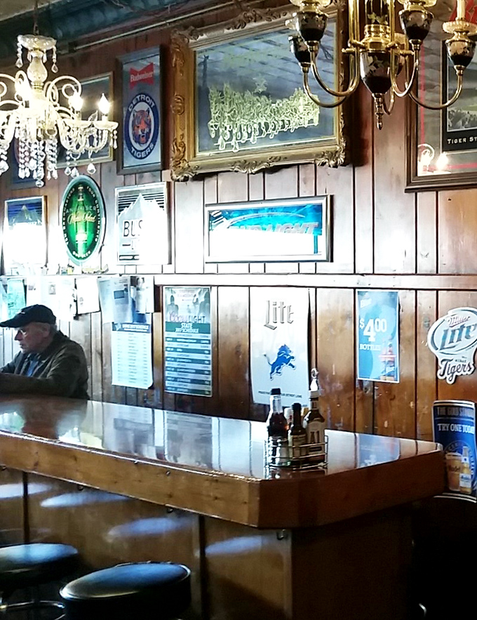 Detroit sports memorabilia watches over patrons at the bar &ndash; silent witnesses to celebrations, commiserations, and countless "remember when" stories.