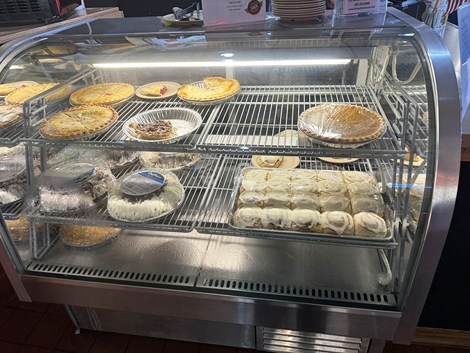 The dessert case&mdash;where willpower goes to die. Those pies aren't just baked; they're crafted with the kind of love that makes calories irrelevant.
