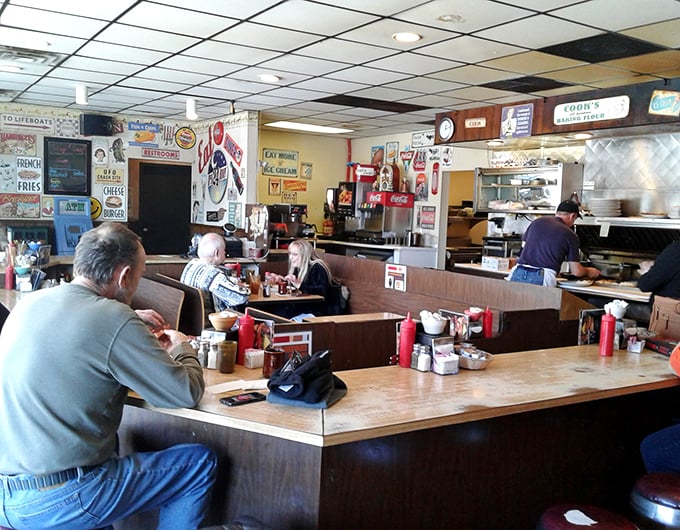 Counter seating for those who like their burger experience with a side of kitchen theater.