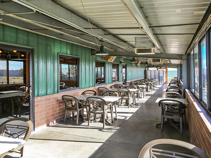 The covered patio offers al fresco dining without sacrificing comfort&mdash;a perfect option when Colorado's famous sunshine makes an appearance.