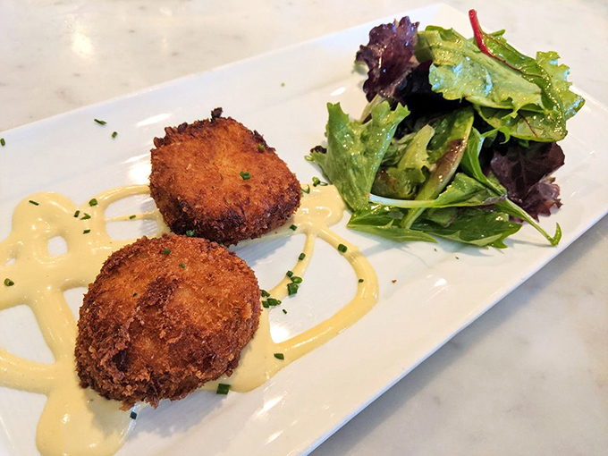 These crab cakes have achieved the impossible&mdash;crispy exterior giving way to sweet, flaky crab meat with minimal interference.