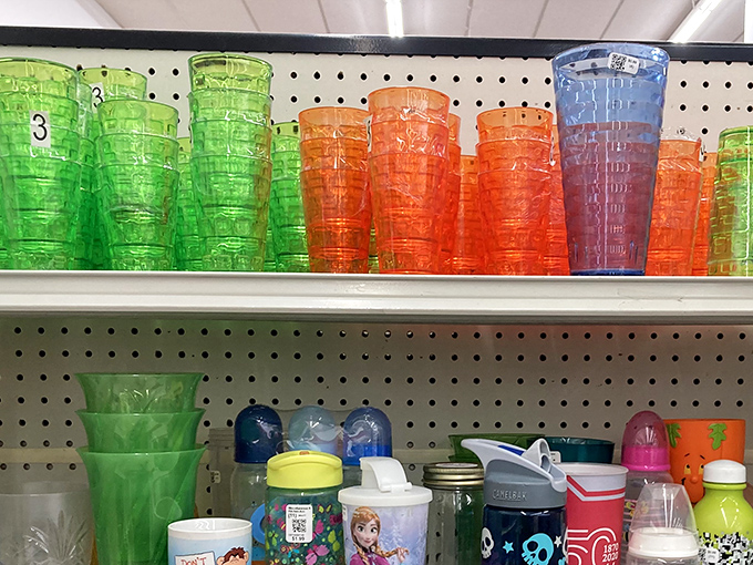 Colorful cups stacked like a plastic rainbow. Perfect for college dorms, picnics, or anyone who believes matching drinkware is highly overrated.