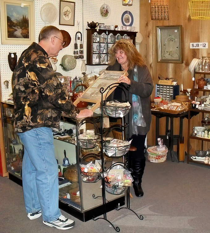 The magic of antique shopping happens in moments like this&mdash;when a customer discovers the perfect piece and a knowledgeable dealer shares its story.