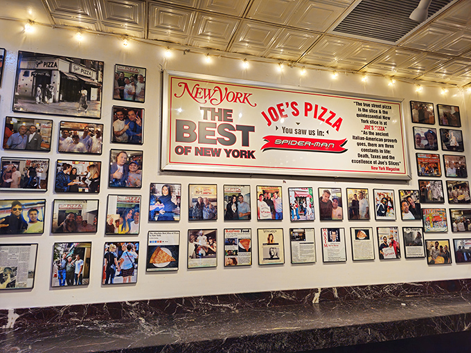 The wall of fame doesn't lie. When Spider-Man endorses your pizza, you know you've made it in New York.