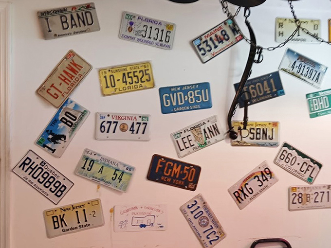 License plates from across America adorn the walls&mdash;silent testimonials from travelers who found their way to this Florida culinary crossroads.