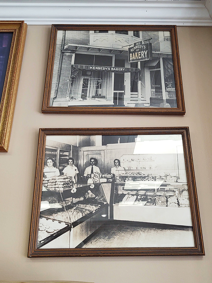 Vintage photographs on the walls tell Kennedy's story through the decades, connecting today's treats to generations of Cambridge baking tradition.