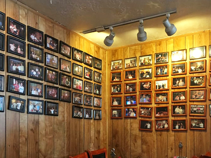 Not just photos on a wall – a visual history of satisfied customers who came for breakfast and left as members of the clean plate club.