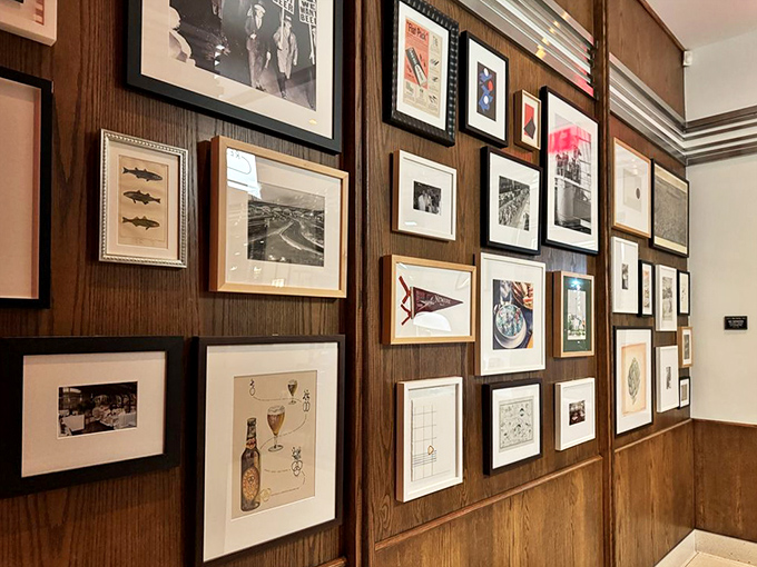 The wall of carefully curated frames tells stories of history and heritage&mdash;visual appetizers that feed your curiosity while you wait for the main course.