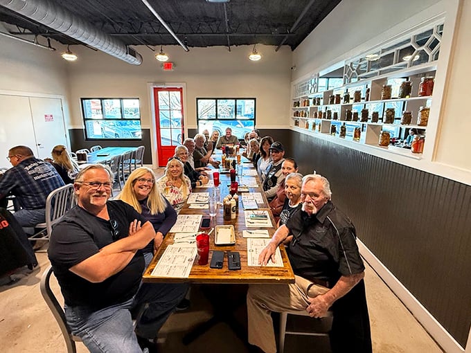 The true measure of a barbecue joint: tables filled with happy people who've temporarily forgotten about everything except what's on their plates.