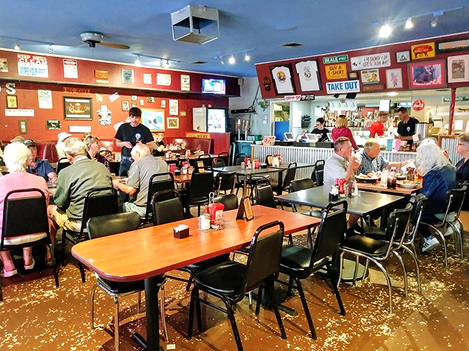 Where the magic happens&mdash;locals gathering for their regular fix of smoke and sauce. The peanut shells on the floor aren't mess; they're tradition.