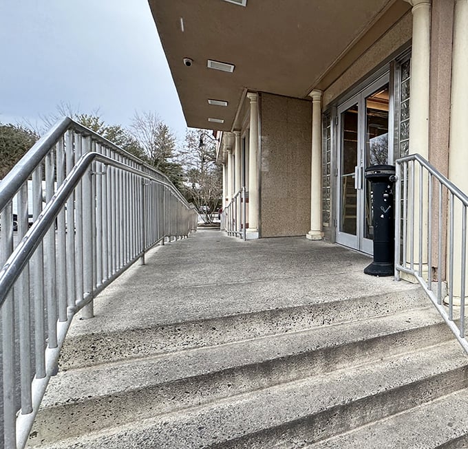 The concrete steps leading to culinary contentment&mdash;worn smooth by decades of hungry patrons making their pilgrimage to comfort food paradise.
