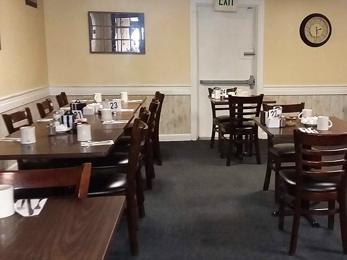 Where numbered tables and white mugs create the perfect backdrop for conversations that matter and meals that satisfy.