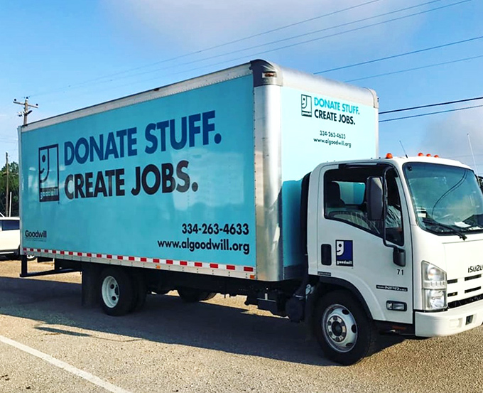 Donate Stuff. Create Jobs. Four simple words that explain why that shirt you no longer wear could help someone wear a new uniform to work.