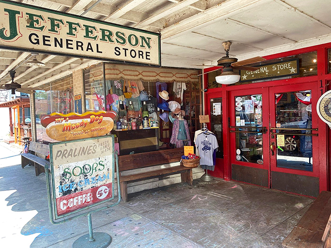 The red doors aren't just an entrance&mdash;they're a promise. That weathered sign and rustic porch say, "Leave your hurry outside, we've got time in here."
