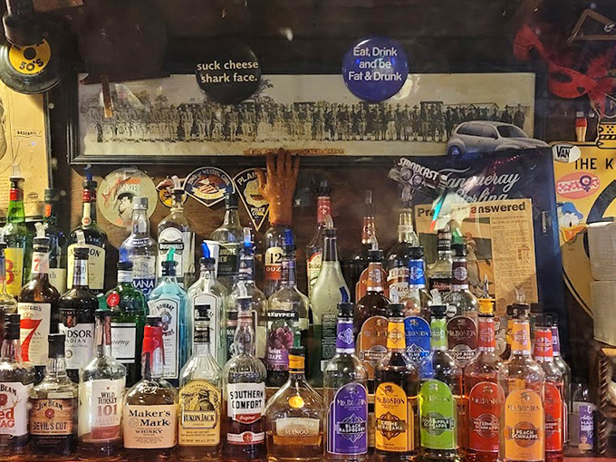 The bar's impressive lineup promises liquid courage for those about to face The Thurmanator. Choose your adventure wisely.