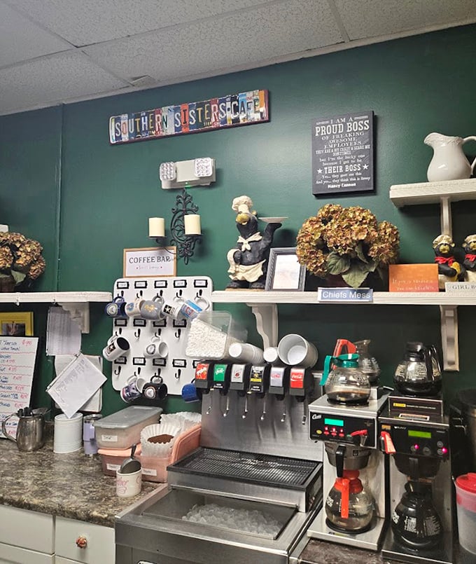 The coffee station &ndash; where morning dreams come true and the day's first decisions are made. Choose your mug wisely; it's a commitment.