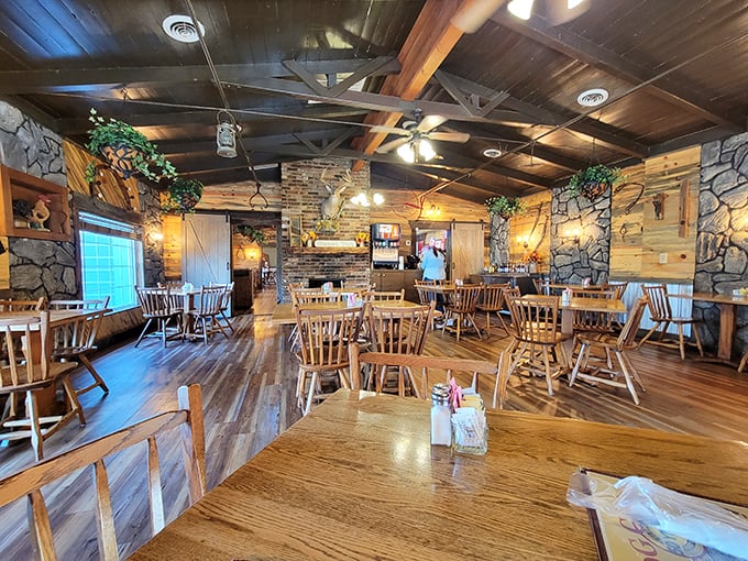 High ceilings, ceiling fans, and wooden tables create the perfect setting for the kind of meal that makes you want to unbutton your pants afterward.