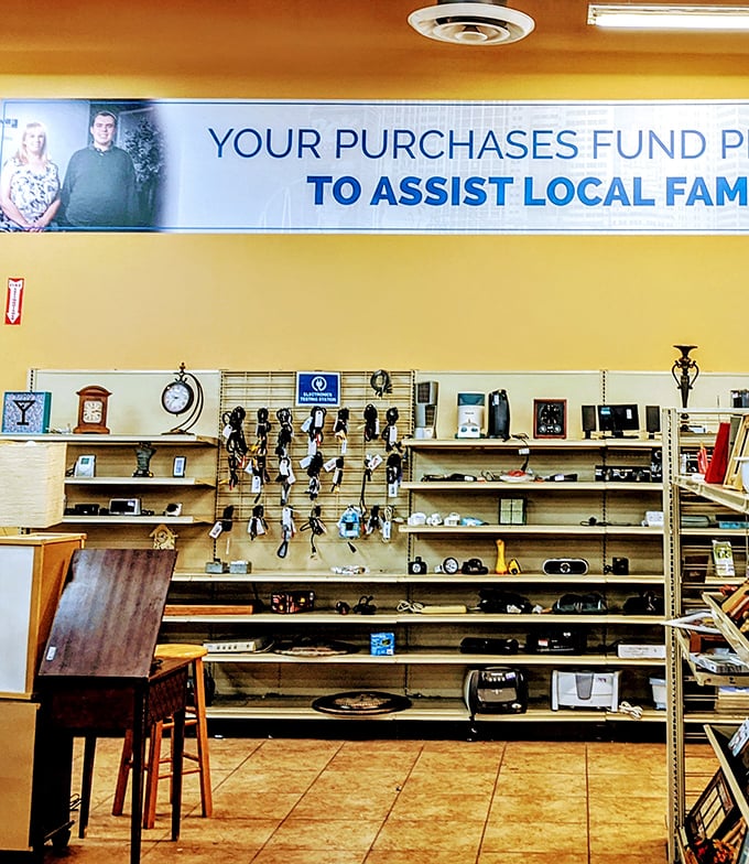 Shelves of electronics and tools waiting for someone to give them purpose again at prices that make experimentation affordable.