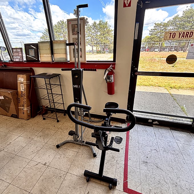 Exercise equipment: barely used, deeply discounted. The physical manifestation of January resolutions that didn't quite make it to February.