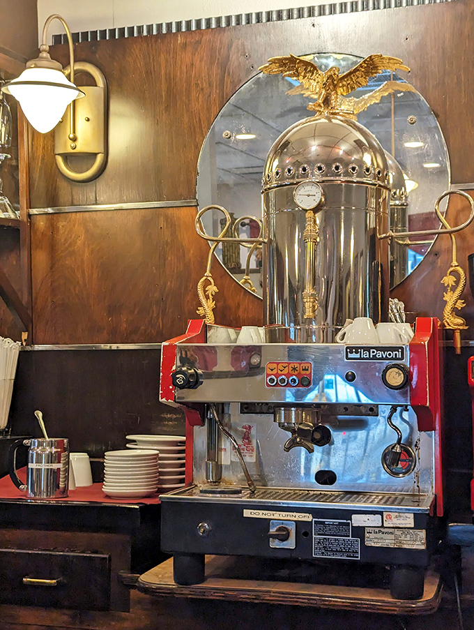 The gleaming espresso machine stands like a caffeinated sentinel. This beauty produces the liquid fuel that powers proper Italian meals from antipasti to dolce.