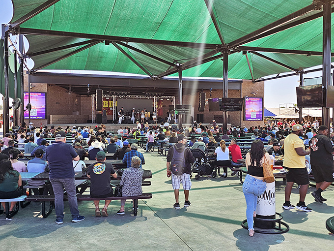 Weekend entertainment that transforms the marketplace into a community gathering spot where music and food create the perfect Nevada afternoon.