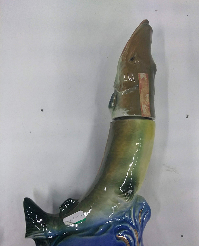 The one that got away. This ceramic fish sculpture would make an unforgettable white elephant gift or the perfect conversation starter in an eccentric bathroom.