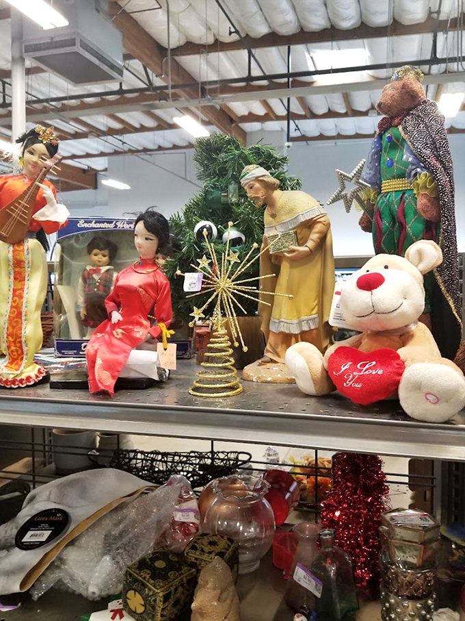 The Island of Misfit Decorations, where holiday figurines and plush toys find new homes regardless of the season.