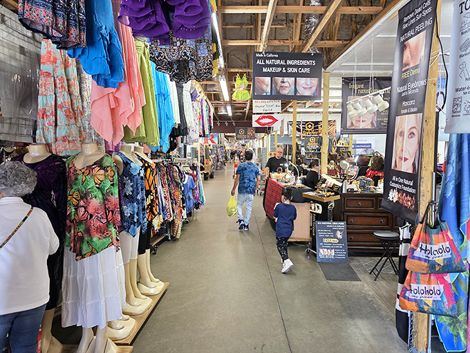 Florida fashion on full display, where tropical prints aren't just a style choice but practically a state uniform. Mannequins modeling the coastal lifestyle.