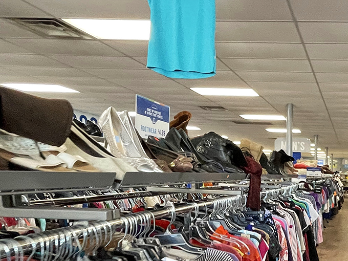 Shoes lined up like contestants in a pageant, each pair hoping you'll take them home for their next walking adventure.