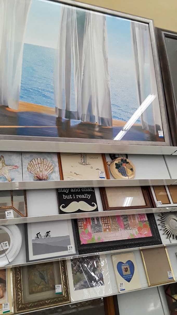 Ocean views come cheap when they're framed and leaning against a wall, vacation vibes without the sunscreen expenses required.