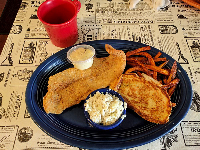 Cornmeal-crusted fish that's crispy where it should be, tender where it matters. Proof that BBQ joints often hide seafood talents.