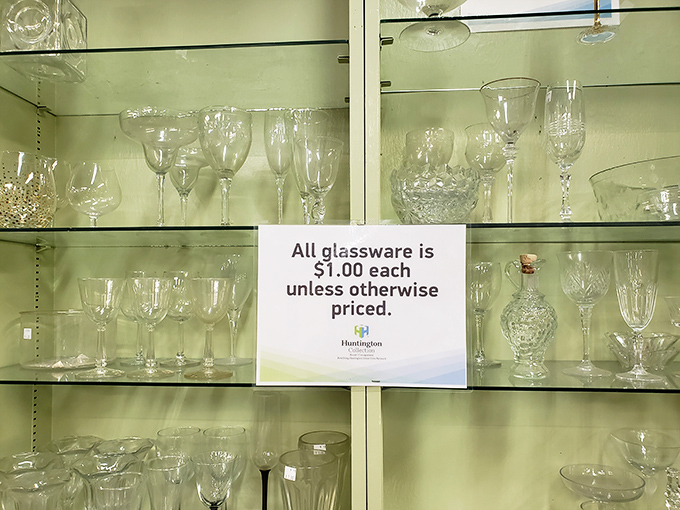 Crystal and glassware that once toasted special moments now priced at $1 each&mdash;champagne taste finally meets beer budget.