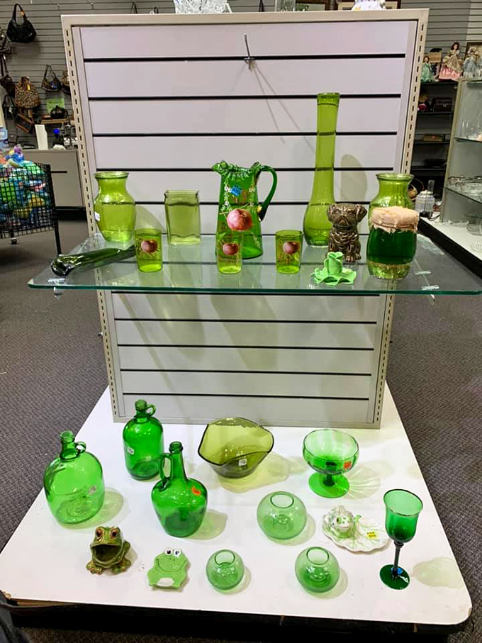 A symphony in green glass that would make your grandmother nostalgic and your interior designer friends secretly jealous.