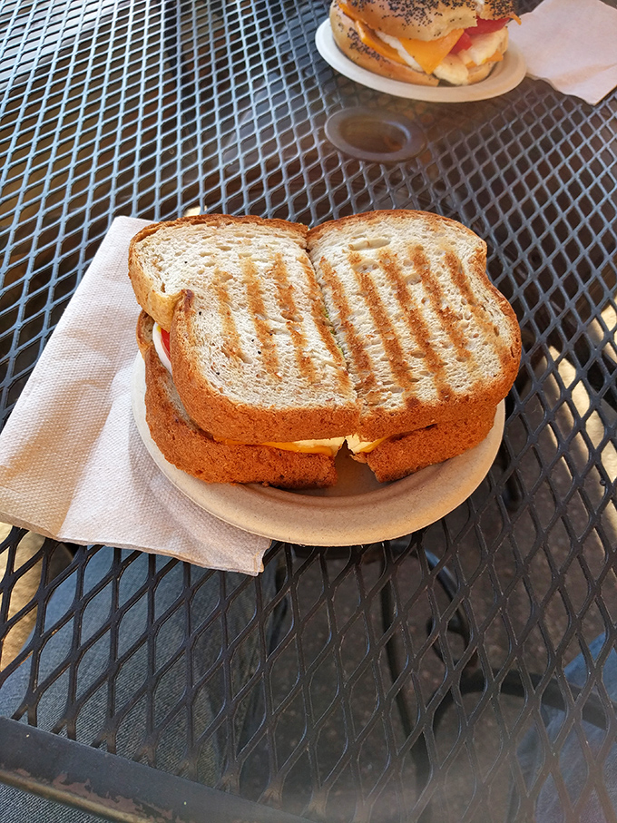 Another grilled sandwich waiting to be devoured&mdash;its perfectly toasted exterior promising the comfort of melted cheese hiding within like a delicious secret.