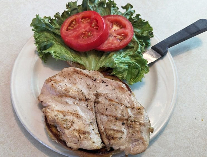 Grilled chicken sandwich with a side of potatoes that makes you wonder why you ever waste calories on fast food versions.