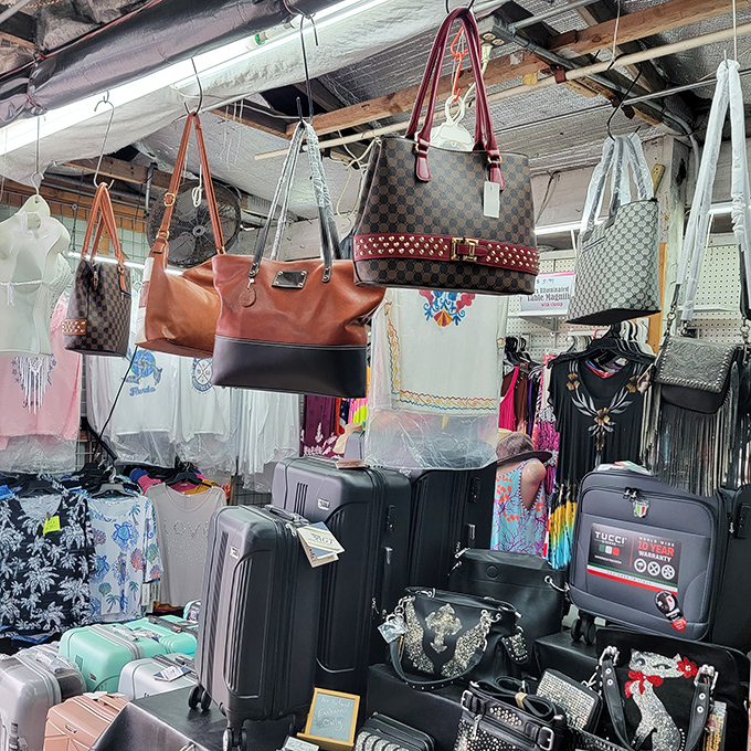 Handbag heaven hanging from the rafters&mdash;where fashion meets function and "just one more purse" becomes your shopping mantra.