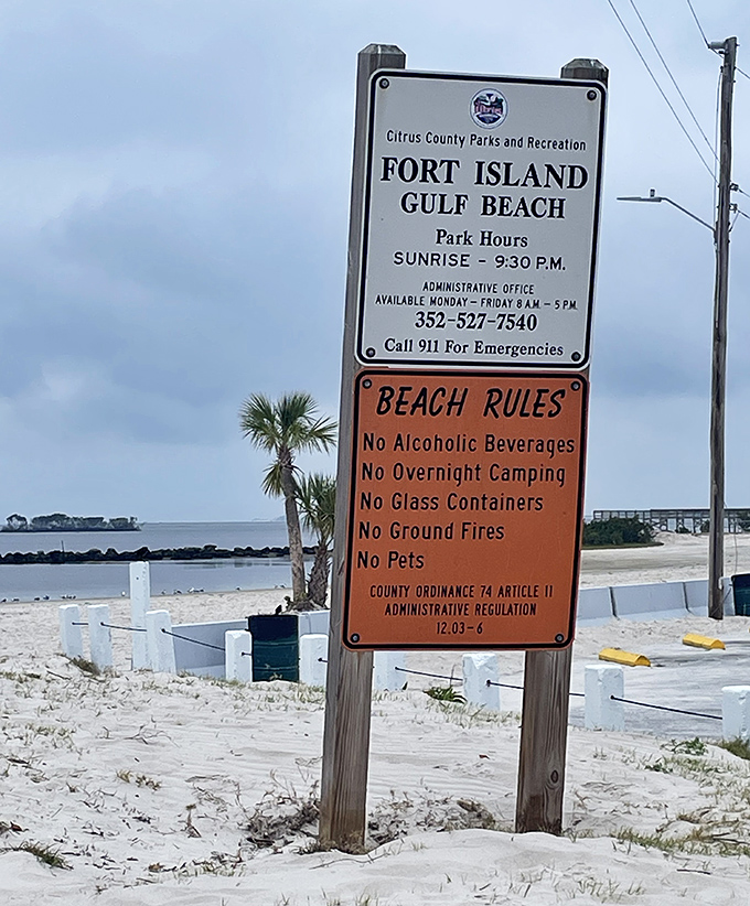 The beach rules sign&mdash;Florida's version of "look both ways before crossing." Simple guidelines for keeping paradise exactly as you found it.