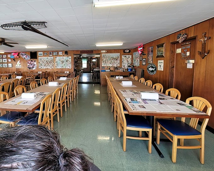 Wood-paneled walls covered in memories tell you this isn't just a restaurant&mdash;it's a community institution where stories are shared over crabs.