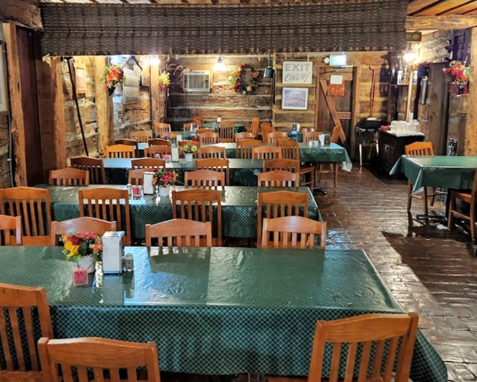 Original log walls frame tables where generations of families have gathered. If these walls could talk, they'd tell stories of celebrations spanning two centuries.