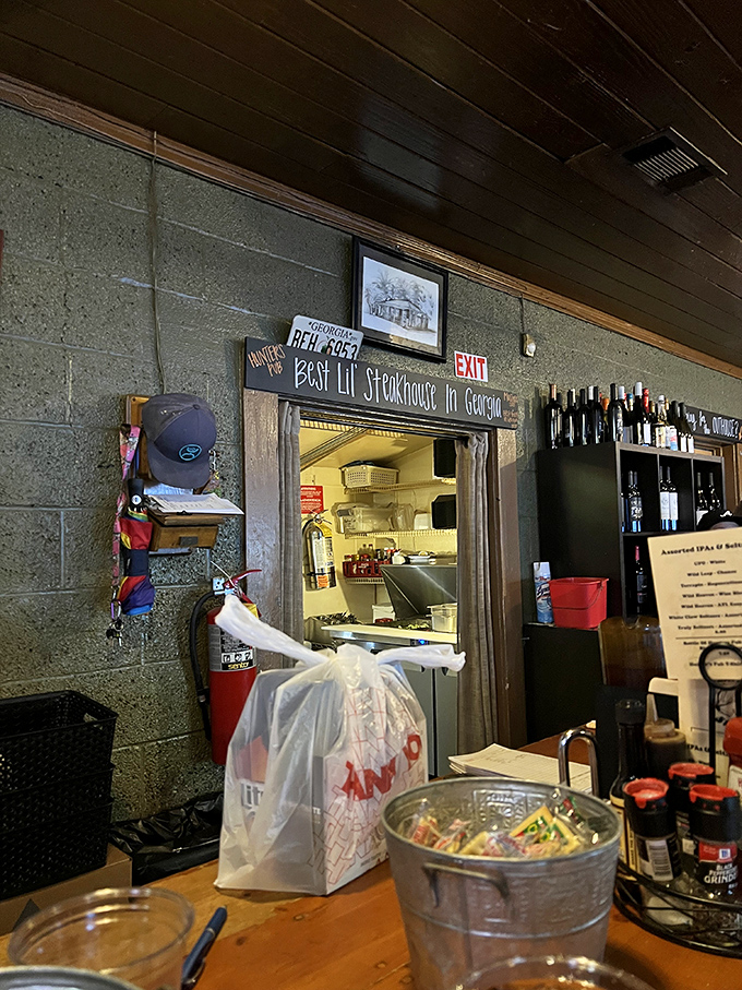 The blend of green walls and wooden accents creates that "welcome to our place" vibe that makes first-timers feel like regulars.