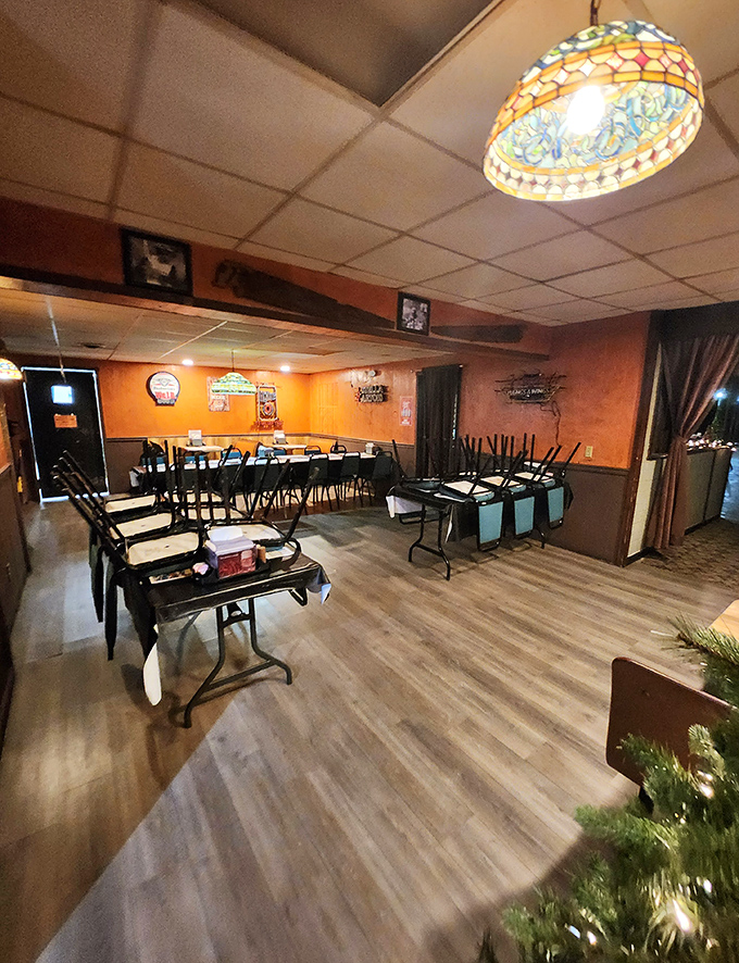 The dining room stands ready for the next gathering, where memories will be made between bites of exceptional comfort food.