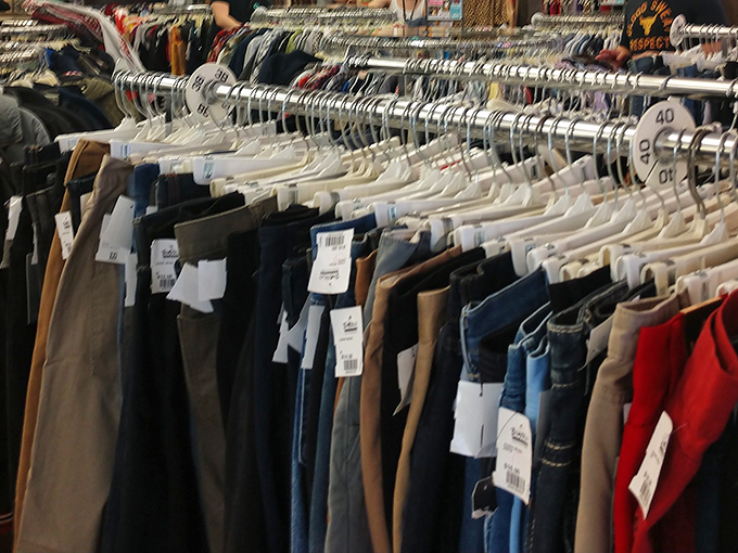 Denim democracy in action&mdash;jeans of every wash, cut, and era, meticulously organized for those who take their pants-hunting seriously.