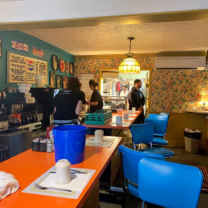 The kitchen crew orchestrates breakfast magic with practiced efficiency, turning out plates that would make any food photographer weep with joy.