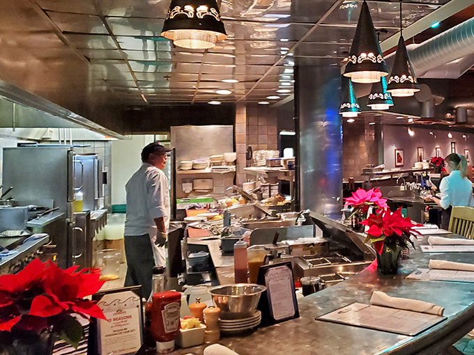 The open kitchen lets you watch the magic happen, reassuring you that yes, they know what they're doing.