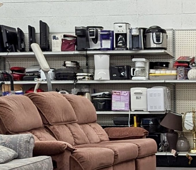 Coffee makers and kitchen appliances line up like soldiers ready for breakfast duty in their next household assignment and morning routine.