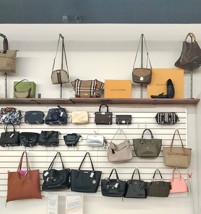 Designer handbags line the walls like trophies, from Louis Vuitton to Gucci&mdash;proof that luxury can be accessible with patience.